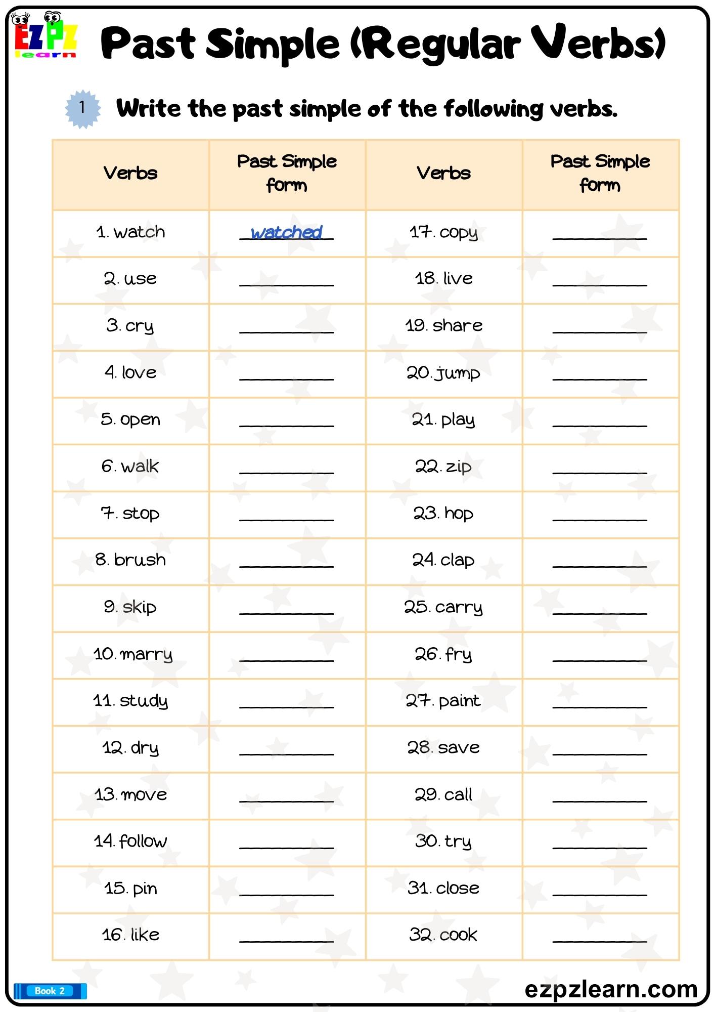 Simple Past Tense Write The Correct Verb Printable PDF Worksheet Simple Past Tense Write The Correct Verb Printable PDF Worksheet